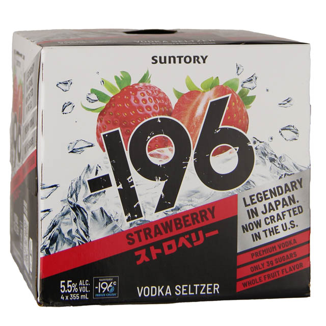 Suntory -196 Strawberry Vodka Seltzer 4 Pk / 4-355mL - Marketview Liquor