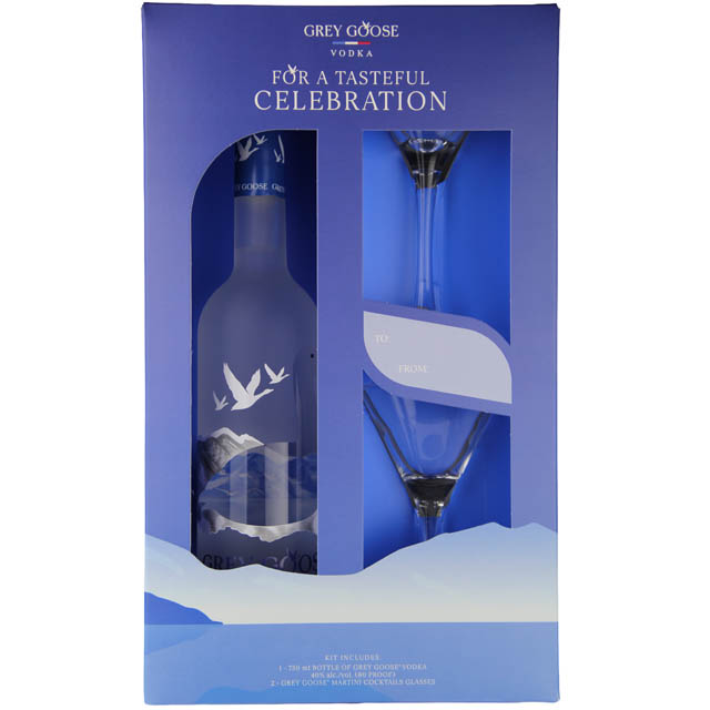 Grey Goose Vodka Gift Set with 2 Martini Glasses / 750 ml - Marketview ...