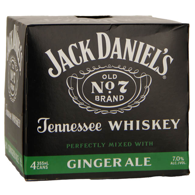 Jack Daniel's Tennessee Whiskey and Ginger Ale 4 Pk / 4-355mL ...