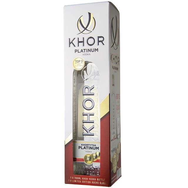 Khortytsa Platinum Vodka Gift Set with Rock Glass / 700mL - Marketview ...