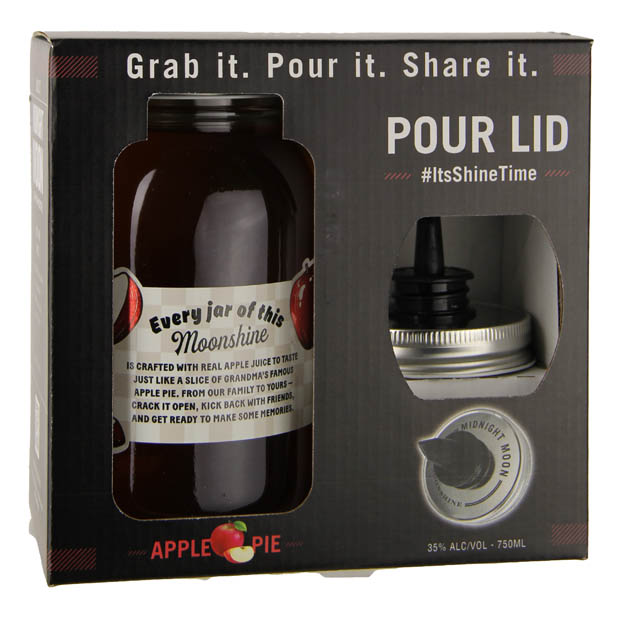 Midnight Moon Apple Pie Moonshine 70 Proof Gift Set with Pour Lid ...
