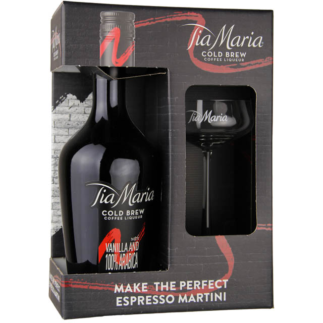 Tia Maria Coffee Liqueur Gift Set with Martini Glass / 750 ml ...